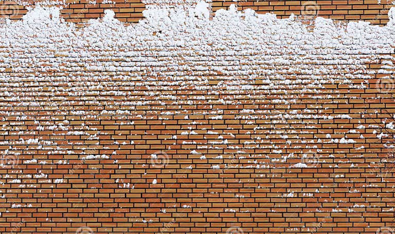 Frozen Brick Wall Covered with Snow Stock Image - Image of rectangle ...