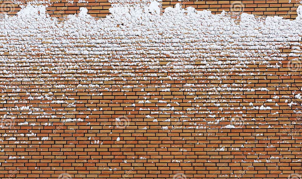 Frozen Brick Wall Covered with Snow Stock Image - Image of rectangle ...