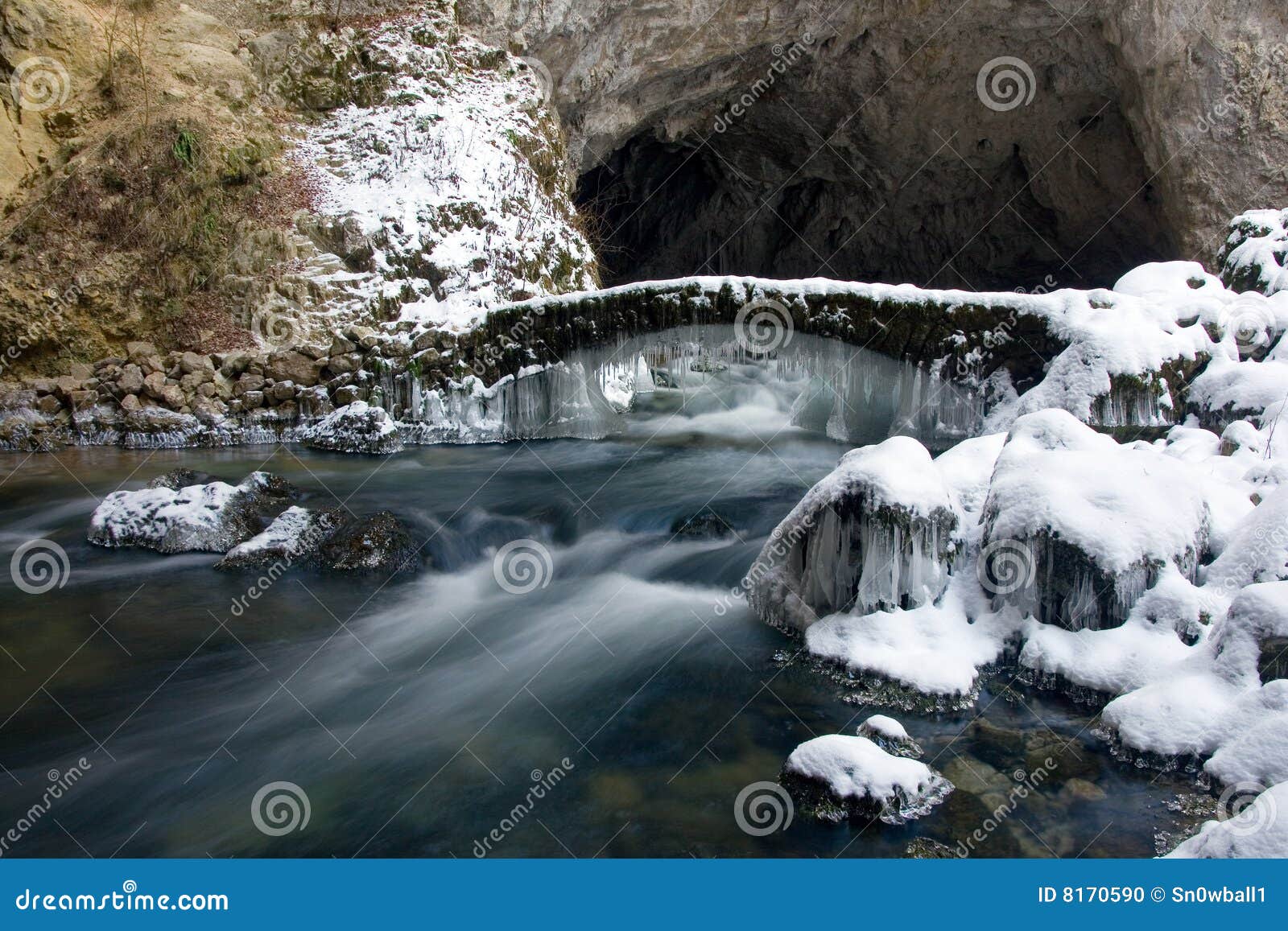 Frozen Bridge In A Park Landscape Royalty-Free Stock Photography ...
