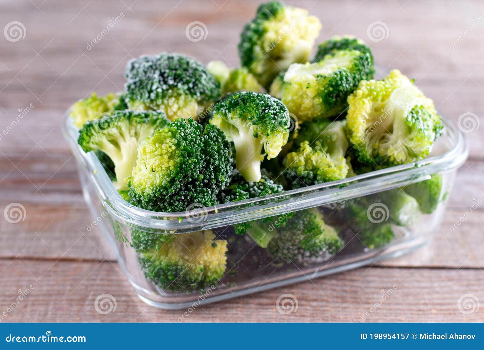 Frozen Broccoli in a Glass Container for Long-term Storage Stock Image ...