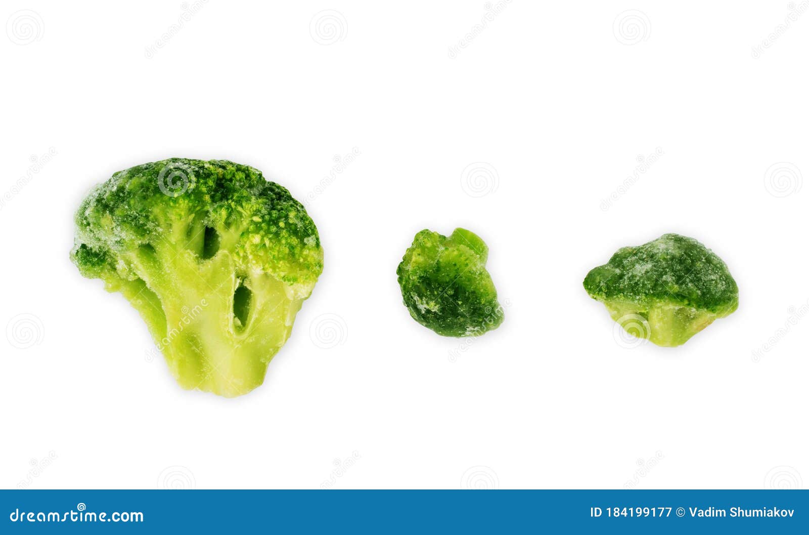 Frozen Broccoli with Ice and Snow. Isolated on White Background Stock ...