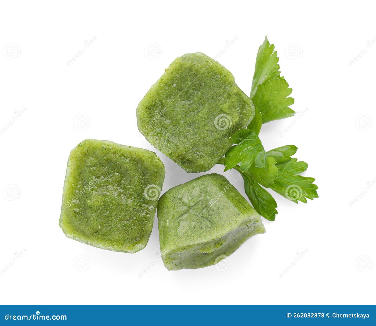 Frozen Broccoli Puree Cubes Isolated on White, Top View Stock Photo ...