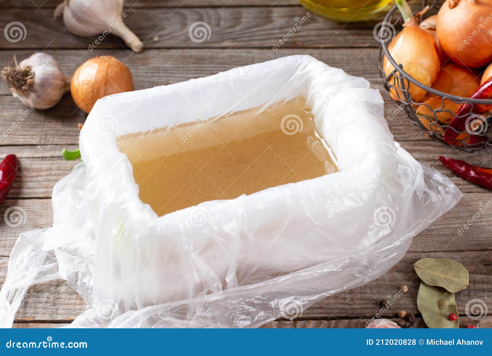 Frozen Broth in a Container on a Table Stock Photo - Image of nature ...
