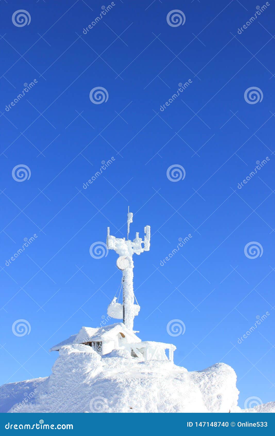 Frozen Building on a Chilly Sunny Winterday Stock Photo - Image of blue ...