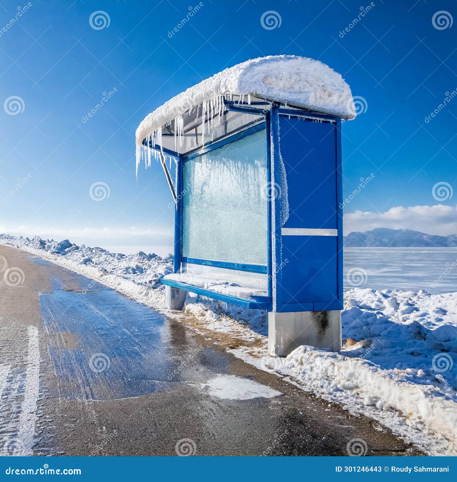 Frozen Bus Stop Severe Weather Stock Image - Image of cold, climate ...