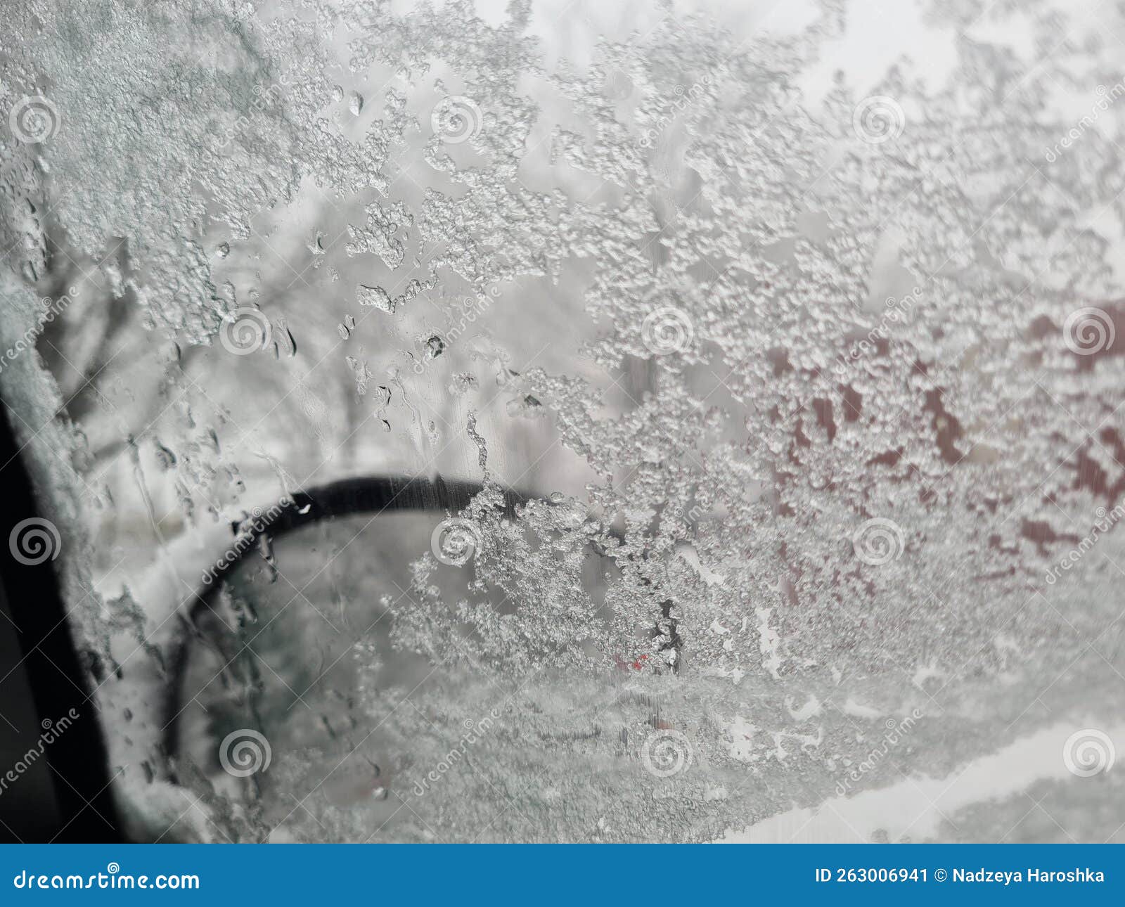 Frozen Car Glass and Patterns on Car Side Windows Stock Image - Image ...