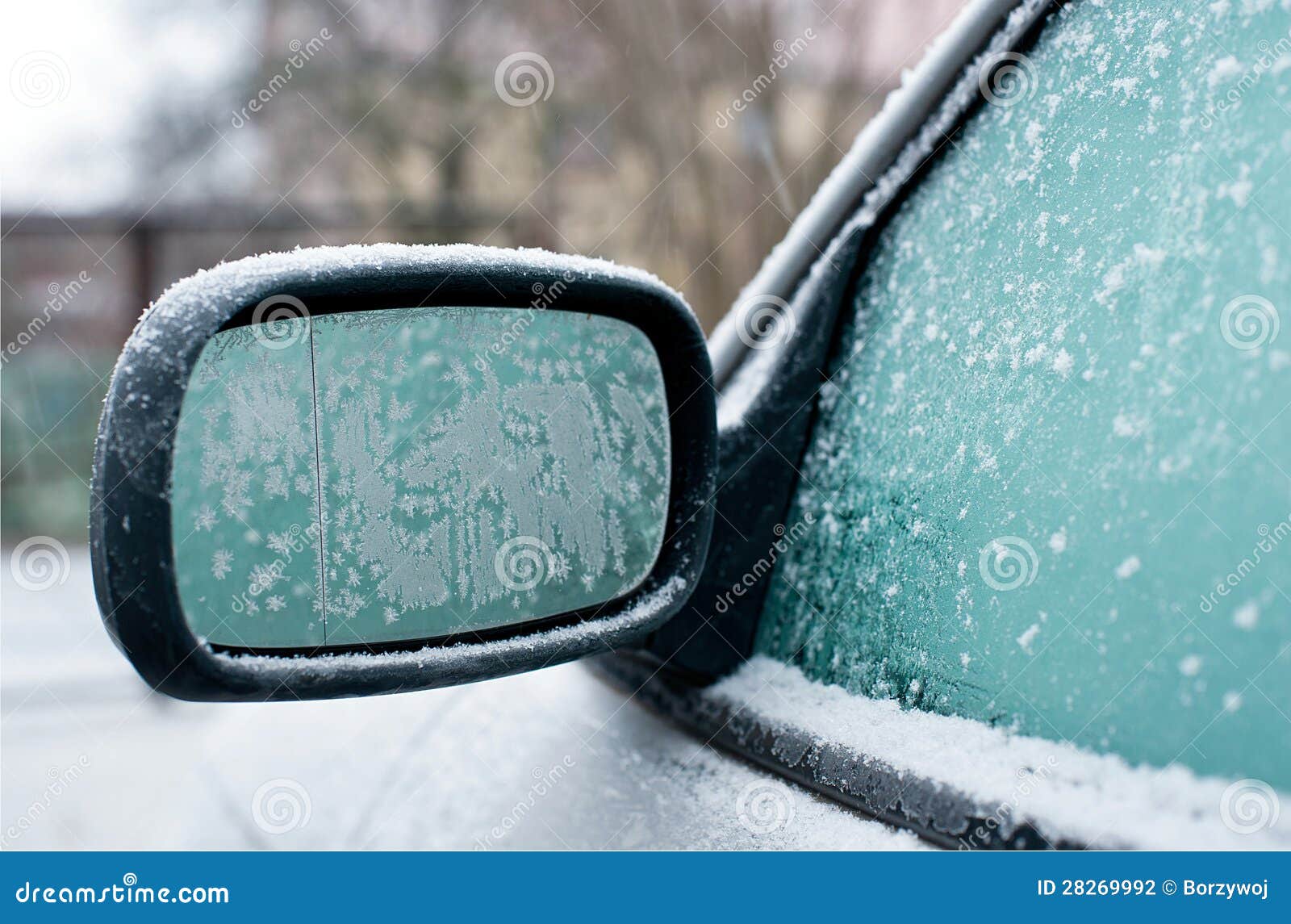 Frozen car mirror stock photo. Image of mirror, winter - 28269992