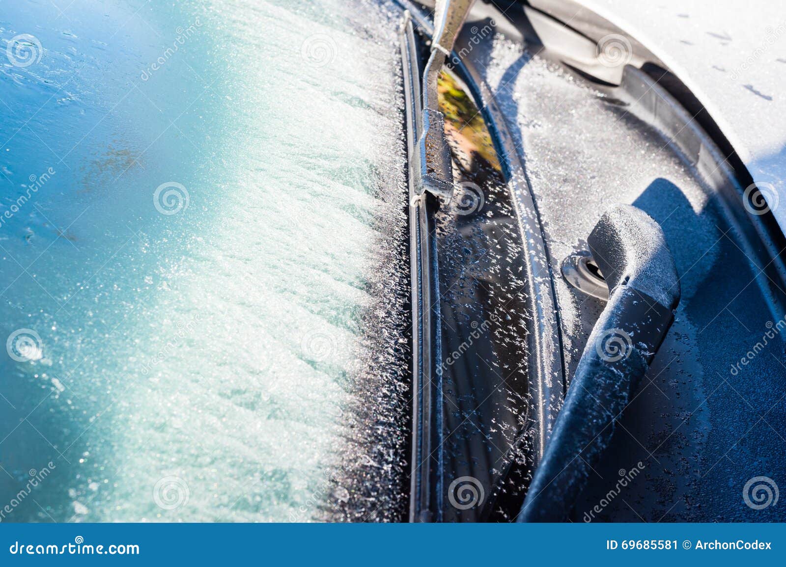 Frozen Car Windshield and Wipers. Stock Image - Image of glass, climate ...