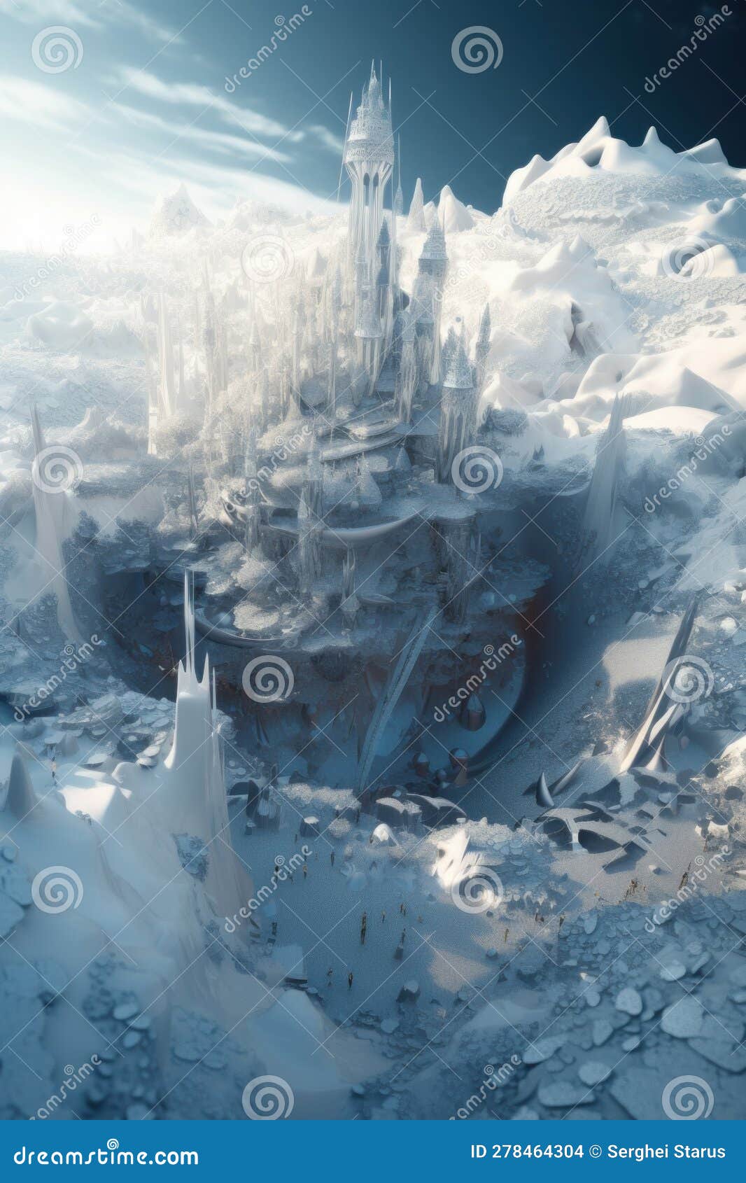 A Frozen Castle in the Middle of a Snowy Landscape. Generative AI Image ...