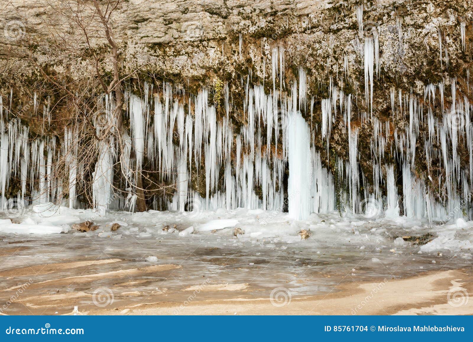 Frozen Cave with Big Sharp Icicles Stock Photo - Image of landscape ...