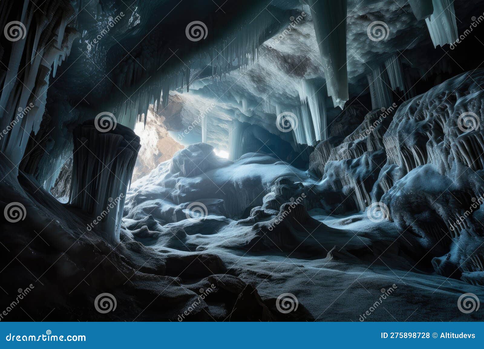 Frozen Cavern, with Dramatic Lighting, Creating Ethereal and ...