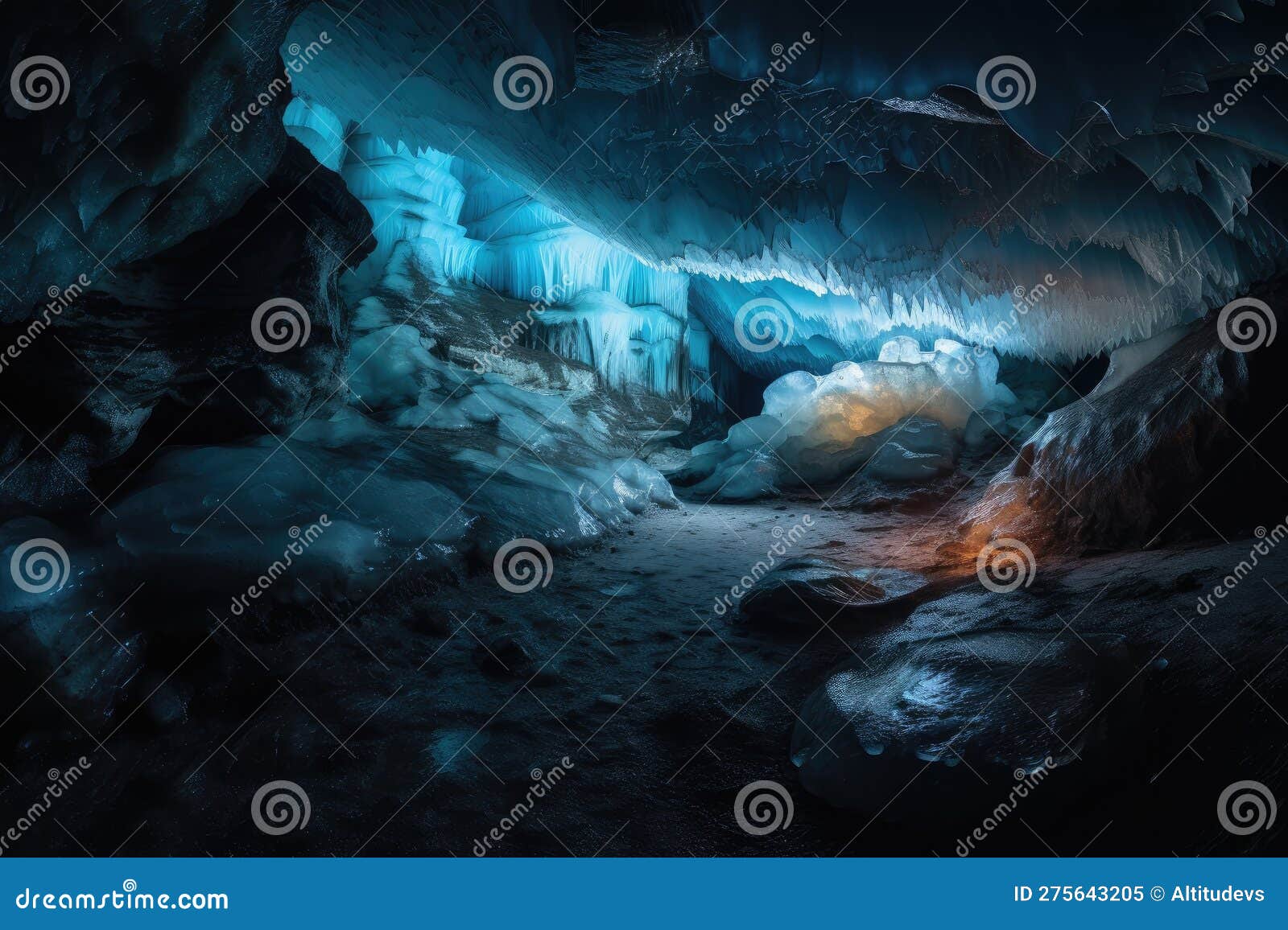 Frozen Cavern, with View into Another Room, Showcasing the Mystical and ...