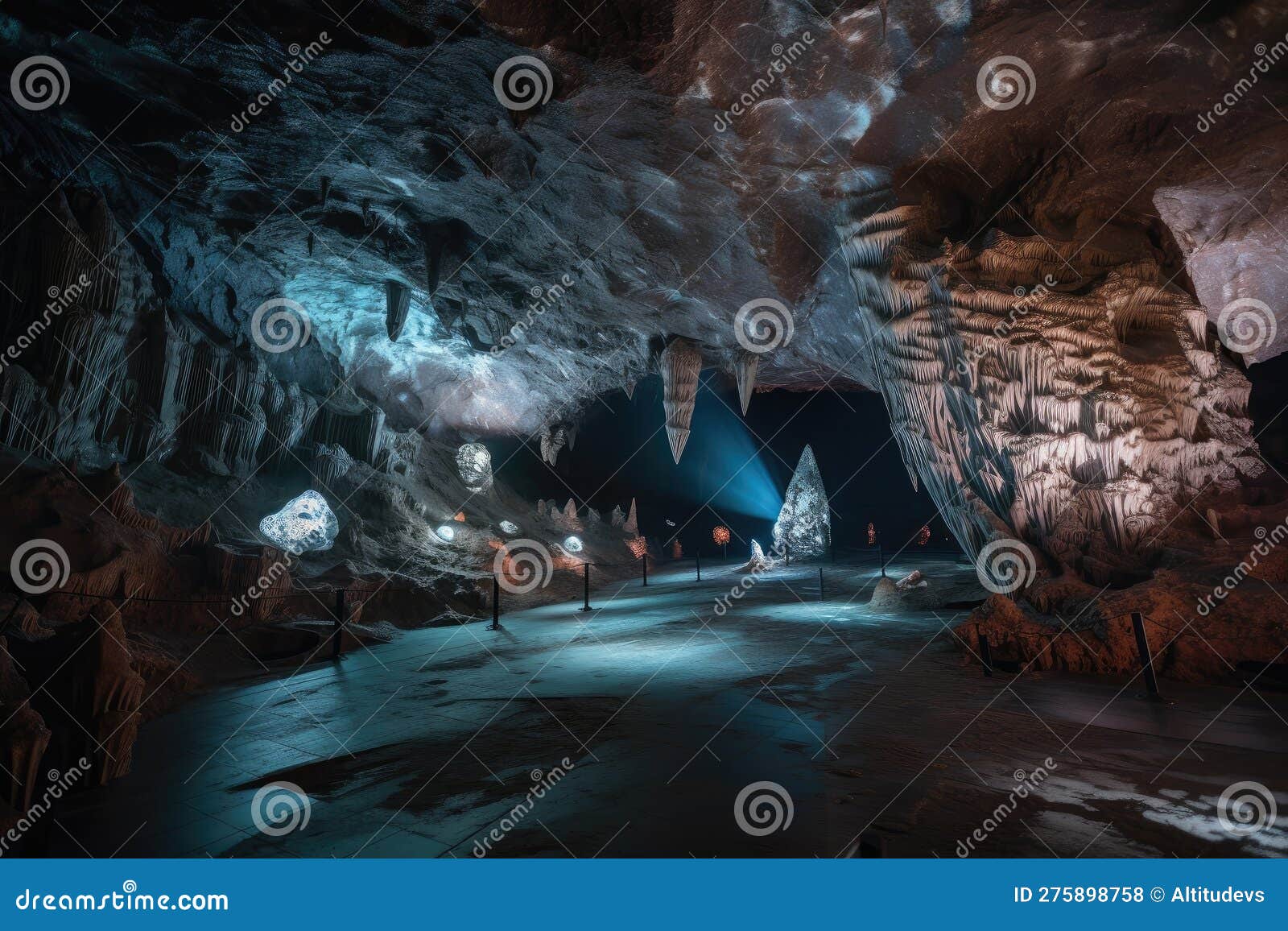 Frozen Cavern, with View of the Stars and Planets Visible through Its ...