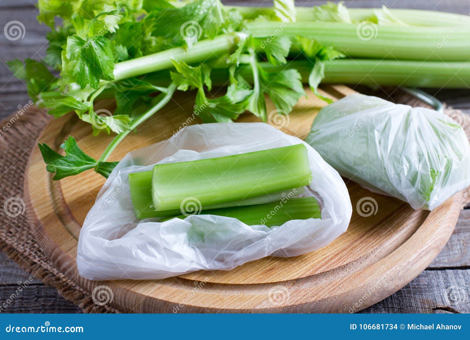 Frozen Celery in a Package on a Wooden Board Stock Photo - Image of package, diet: 106681734