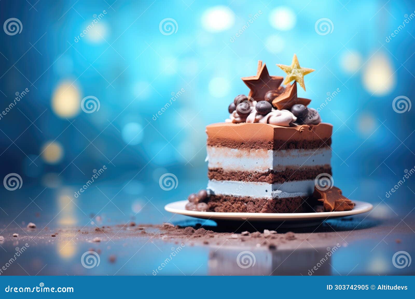 Frozen Chocolate Cake Dessert, Cool Mist, Blue Tone Light Stock Image ...