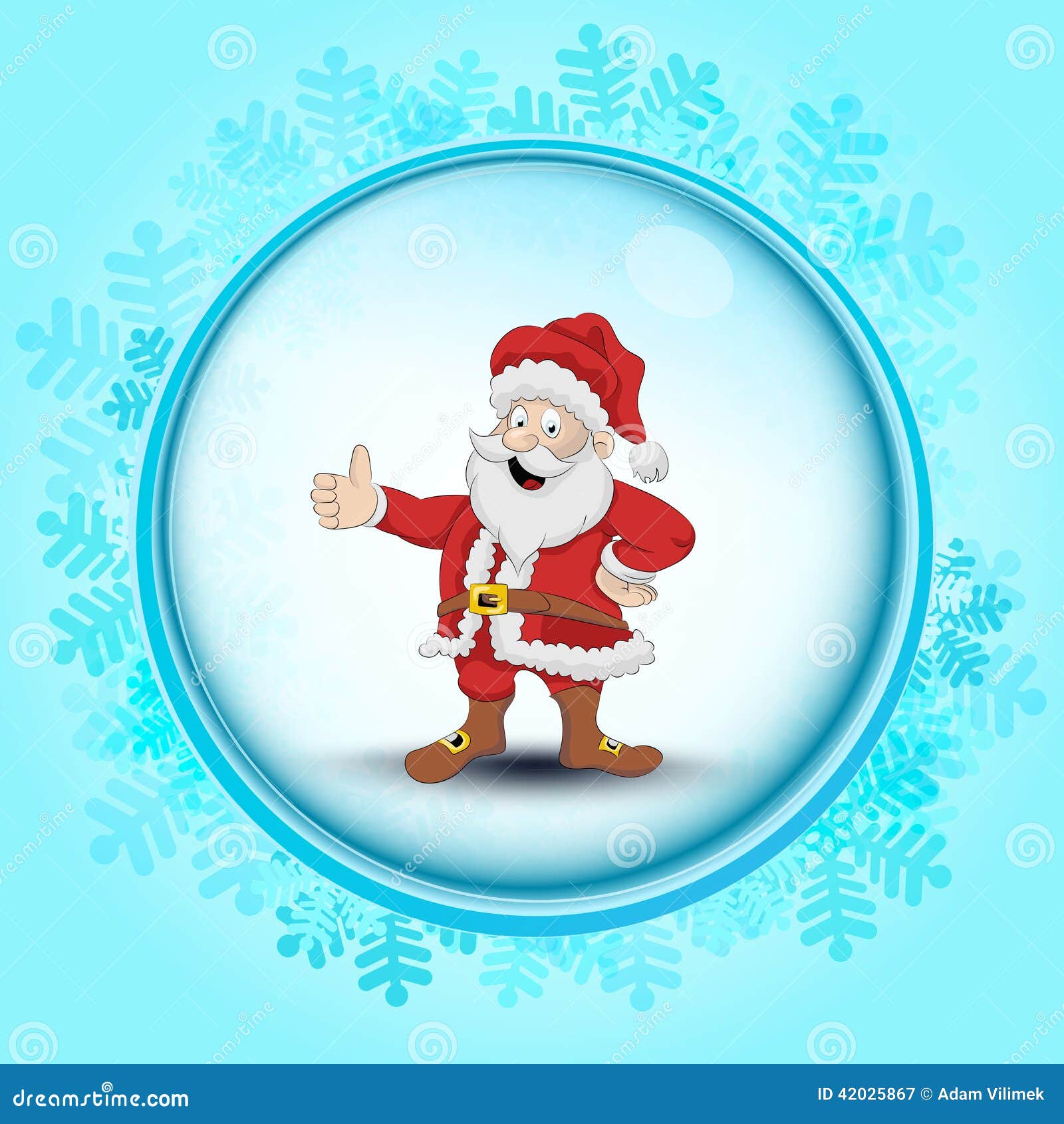 Frozen Circle Frame with Snowflakes and Santa Claus Vector Stock Vector ...