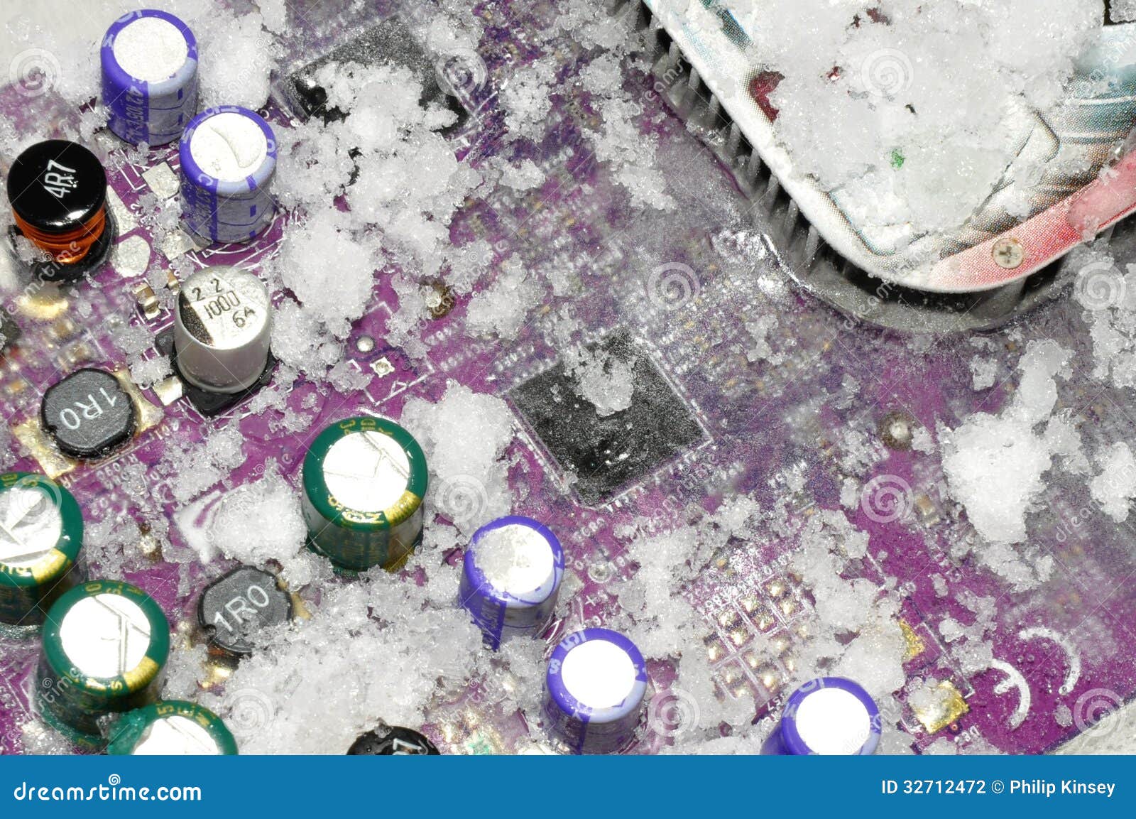 Frozen Circuit Board stock photo. Image of cold, technology - 32712472