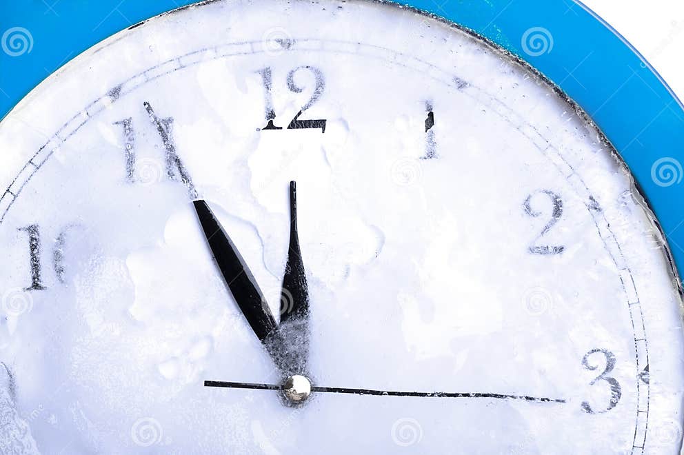 Frozen clock stock photo. Image of cold, blue, time, frost - 4775366