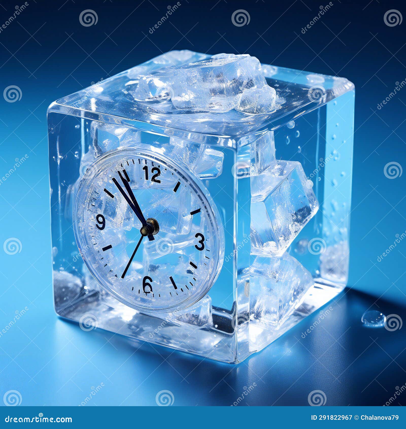 Frozen Clock in a Block of Ice. Frozen Time Stock Image - Image of ...