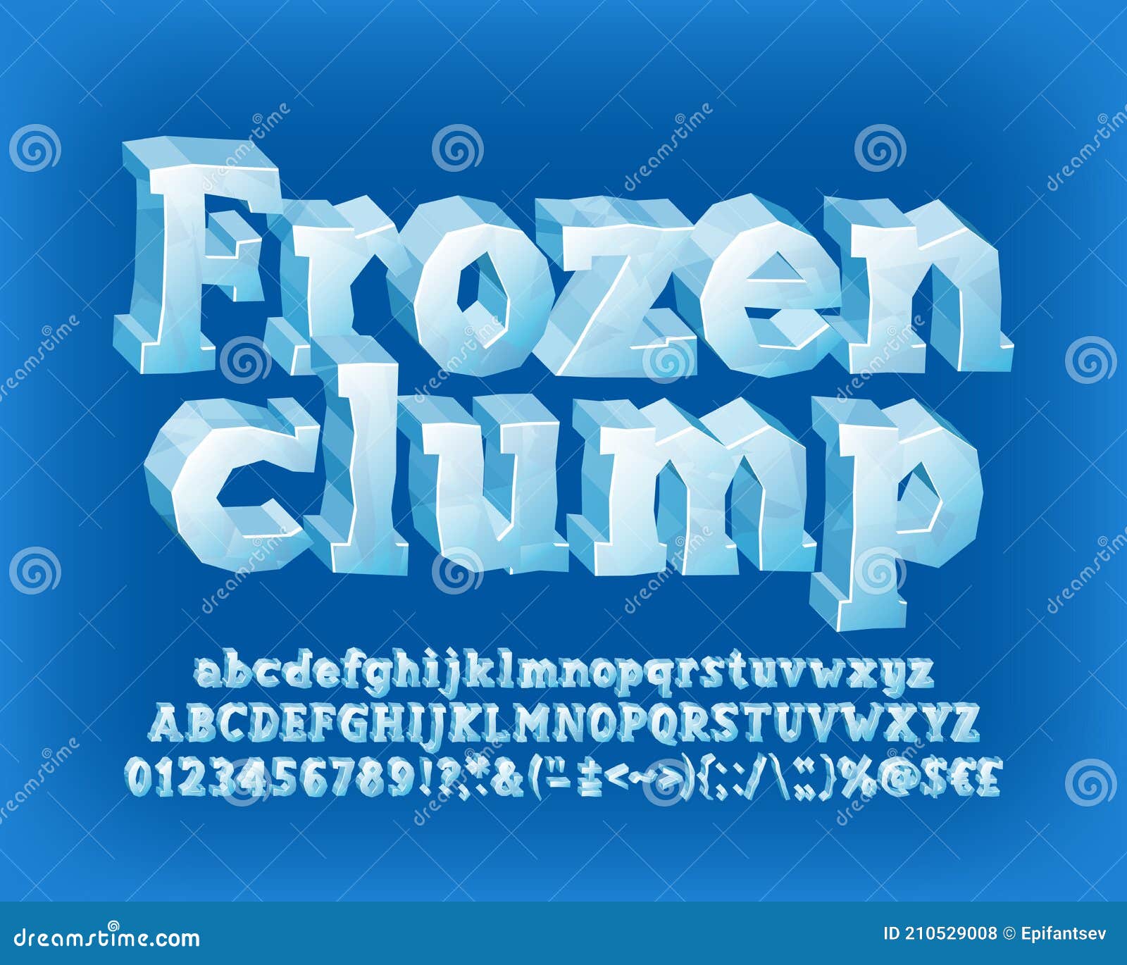 Frozen Clump Alphabet Font 3d Cartoon Ice Letters Numbers And Symbols Uppercase And Lowercase