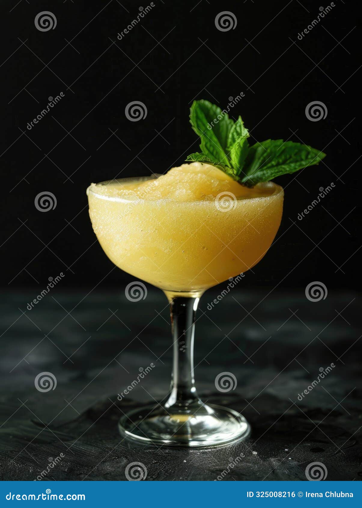 Frozen Cocktail Garnished with Mint Leaves in a Glass Stock ...