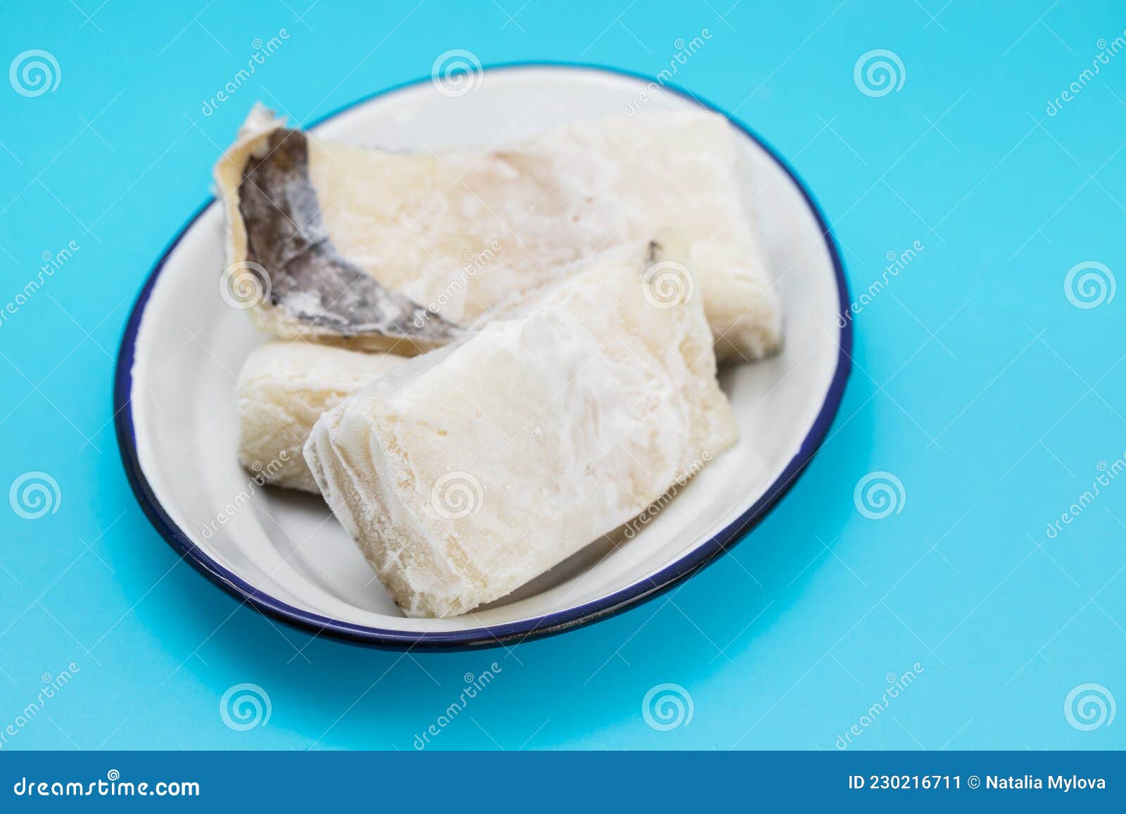 Frozen Cod Fish on White Dish Stock Image - Image of dinner, dietary ...