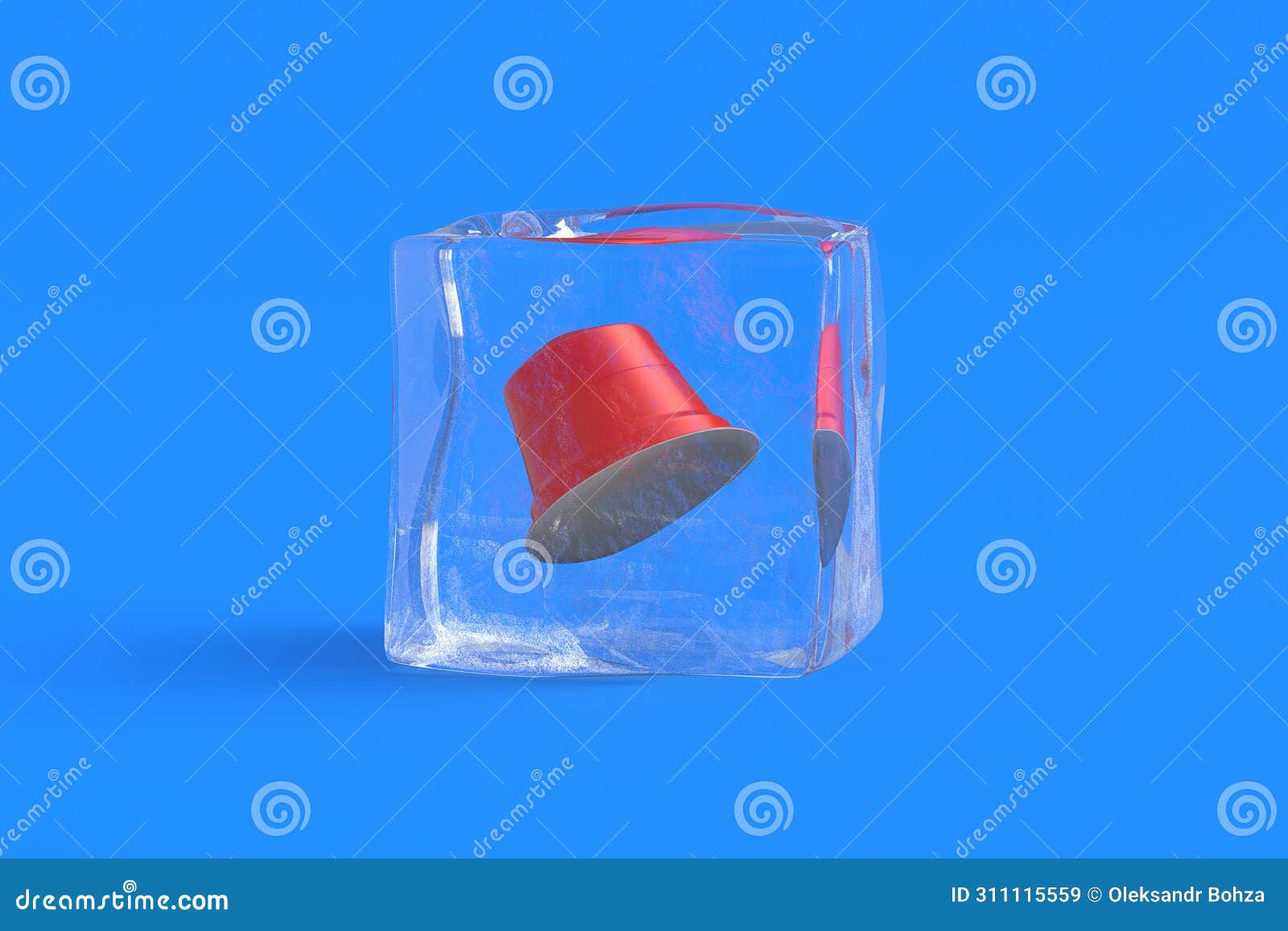 Frozen Coffee Capsule in Ice Cube. Stock Illustration - Illustration of ...