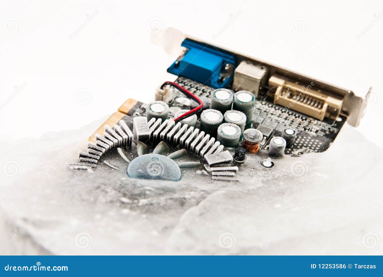 Frozen computer part stock photo. Image of motherboard - 12253586