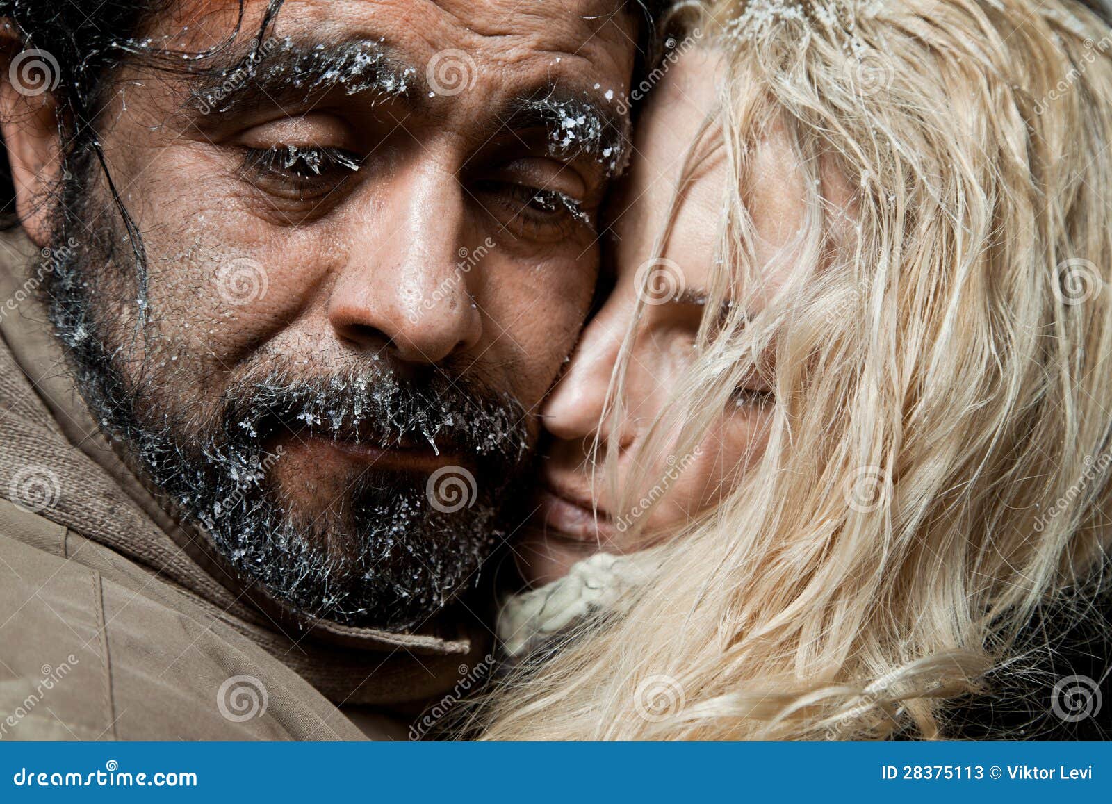 Frozen Couple Hugging Faces Stock Image - Image of portrait, frozen ...