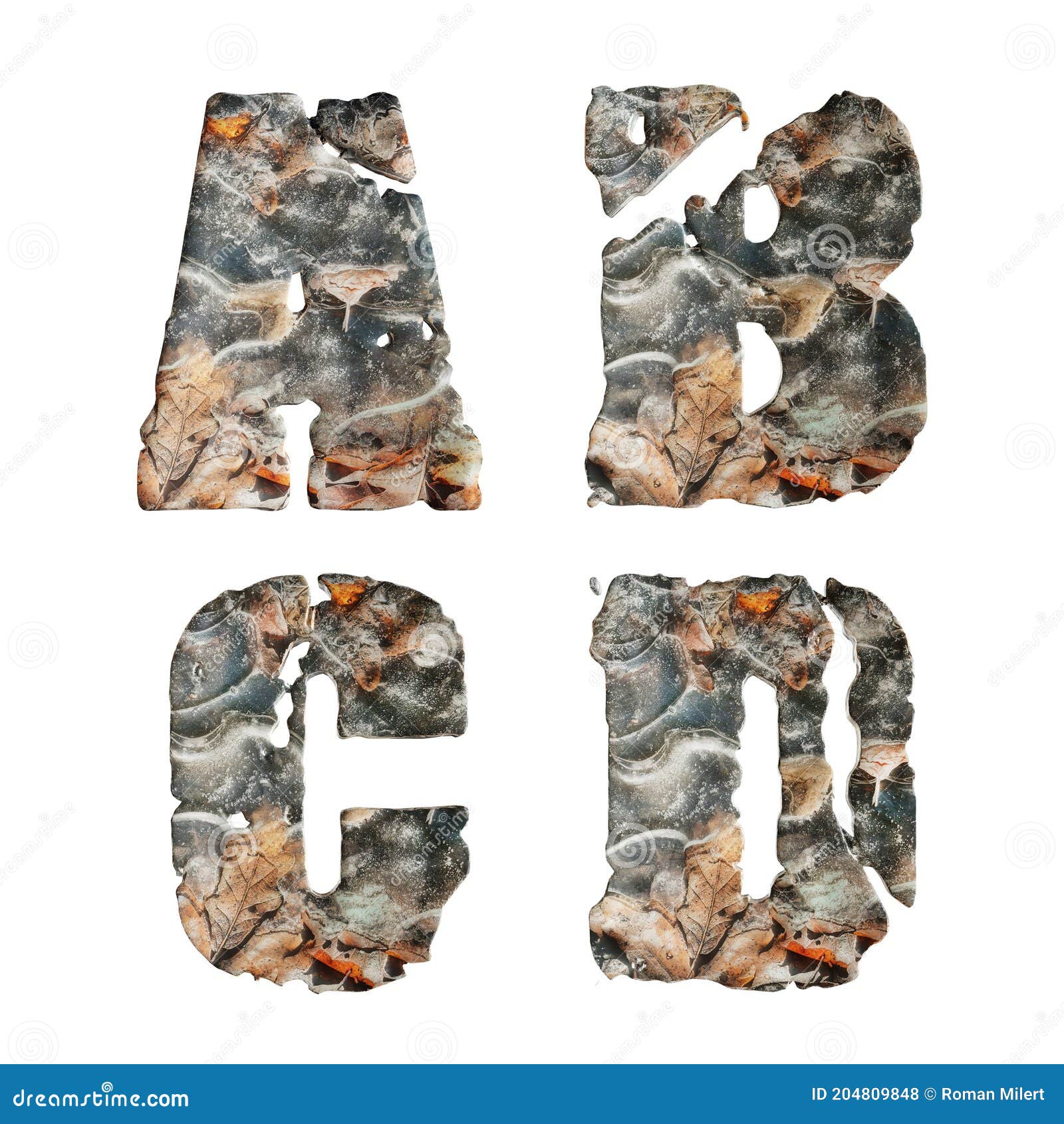 Cracked Alphabet. Broken Abc Font, Fissure Letters And Numbers ...