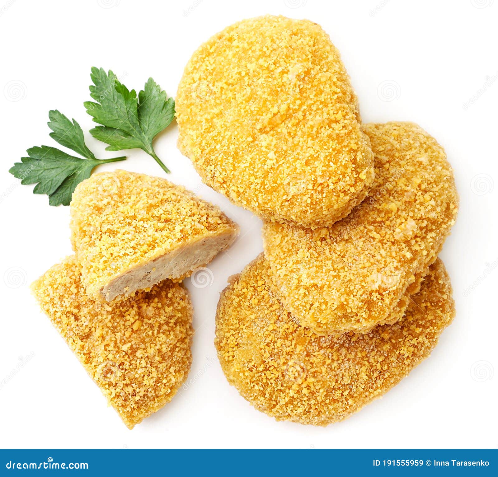 Frozen Cutlets Whole and Half on White Background, Isolated. the View ...