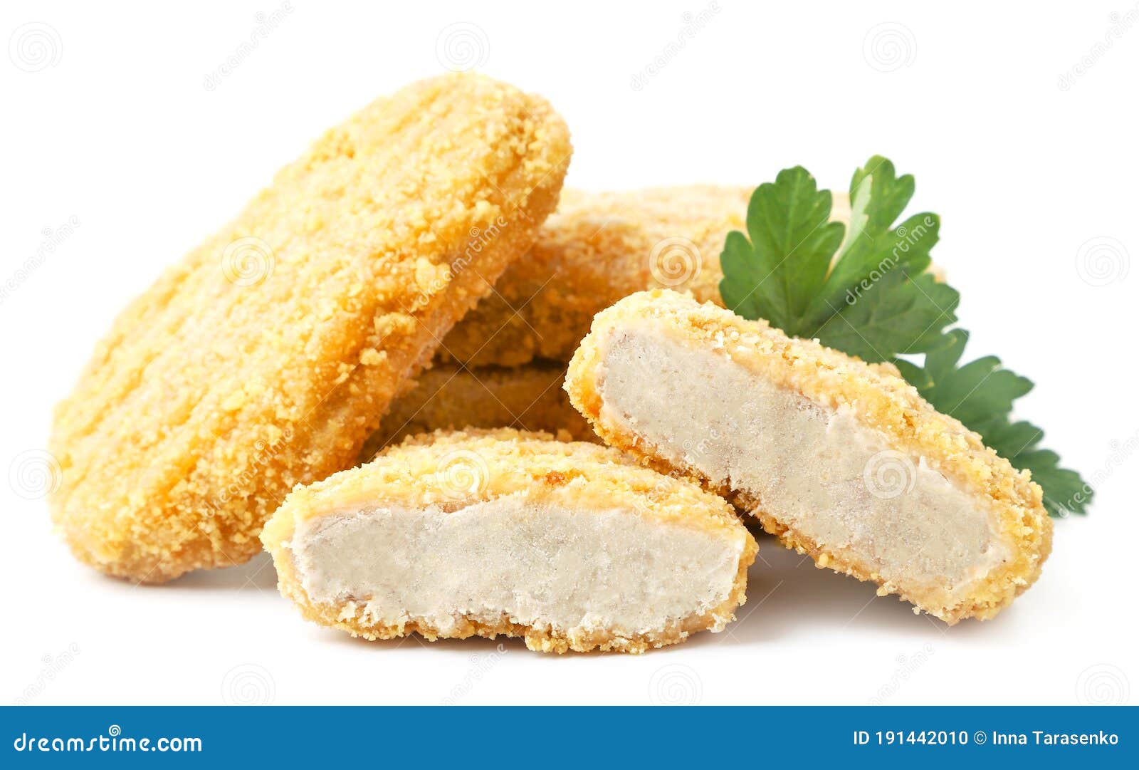 Frozen Cutlets Whole and Half on a White Plate. Isolated Stock Photo ...