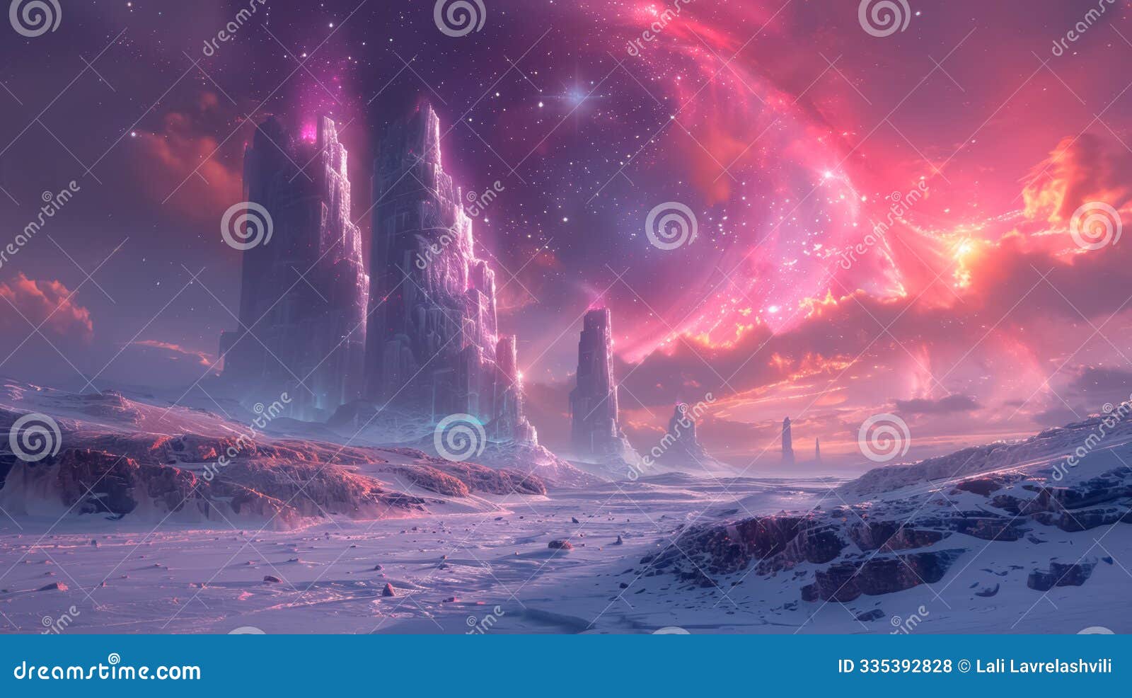 Frozen Desert on an Ice Planet Stock Illustration - Illustration of ...