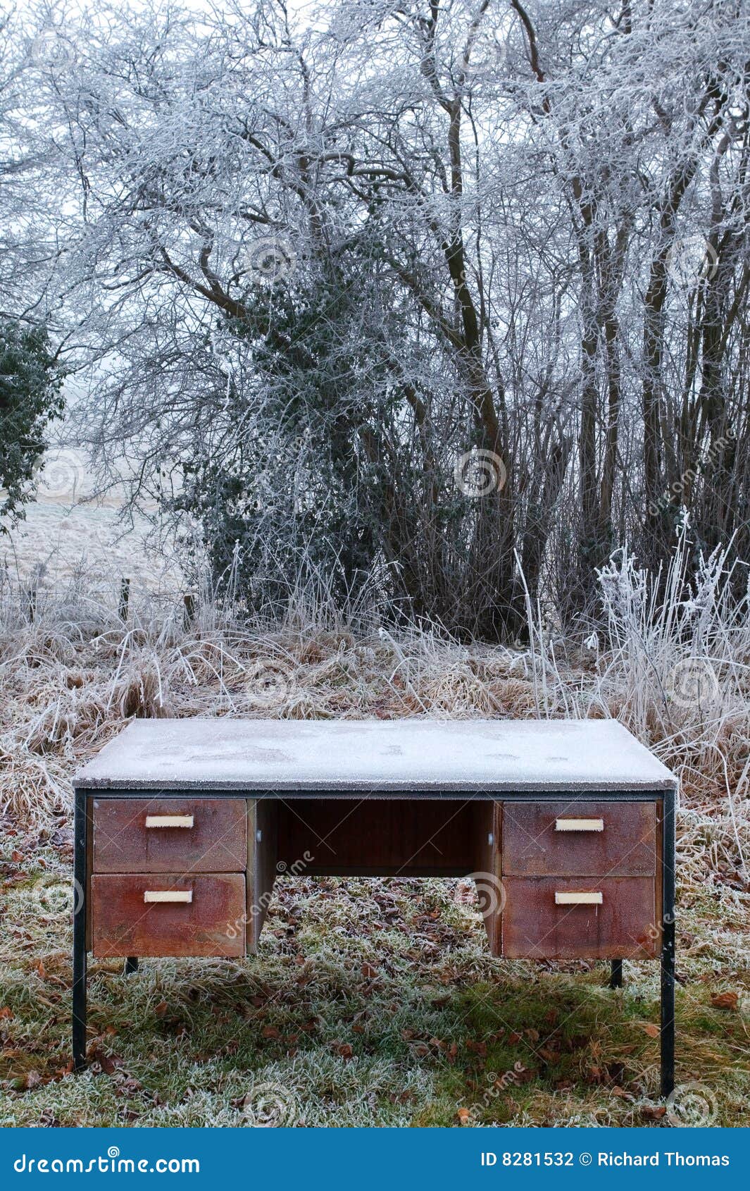 Frozen desk stock photo. Image of unusual, location, outdoors - 8281532
