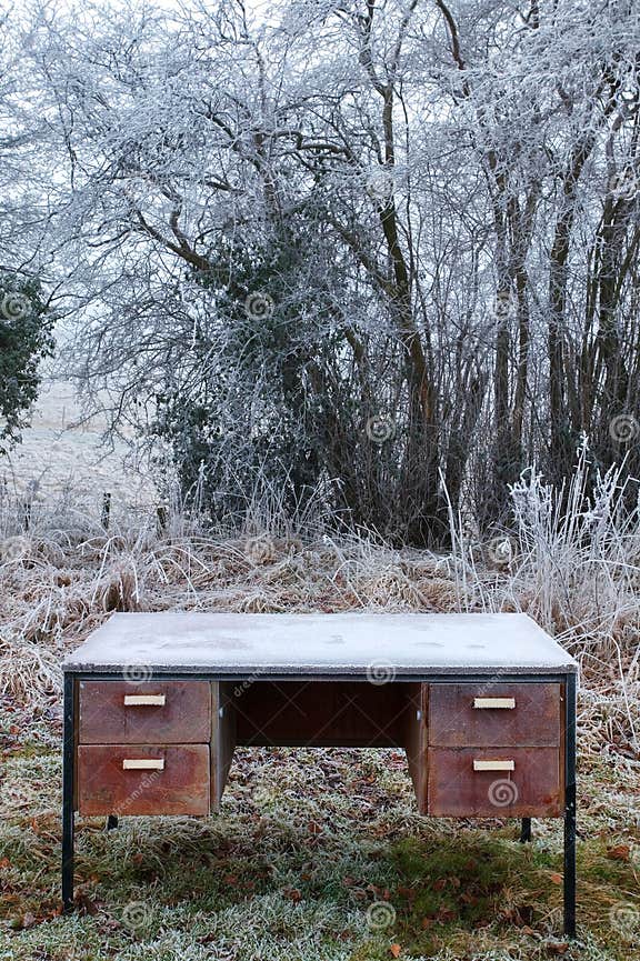 Frozen desk stock photo. Image of unusual, location, outdoors - 8281532