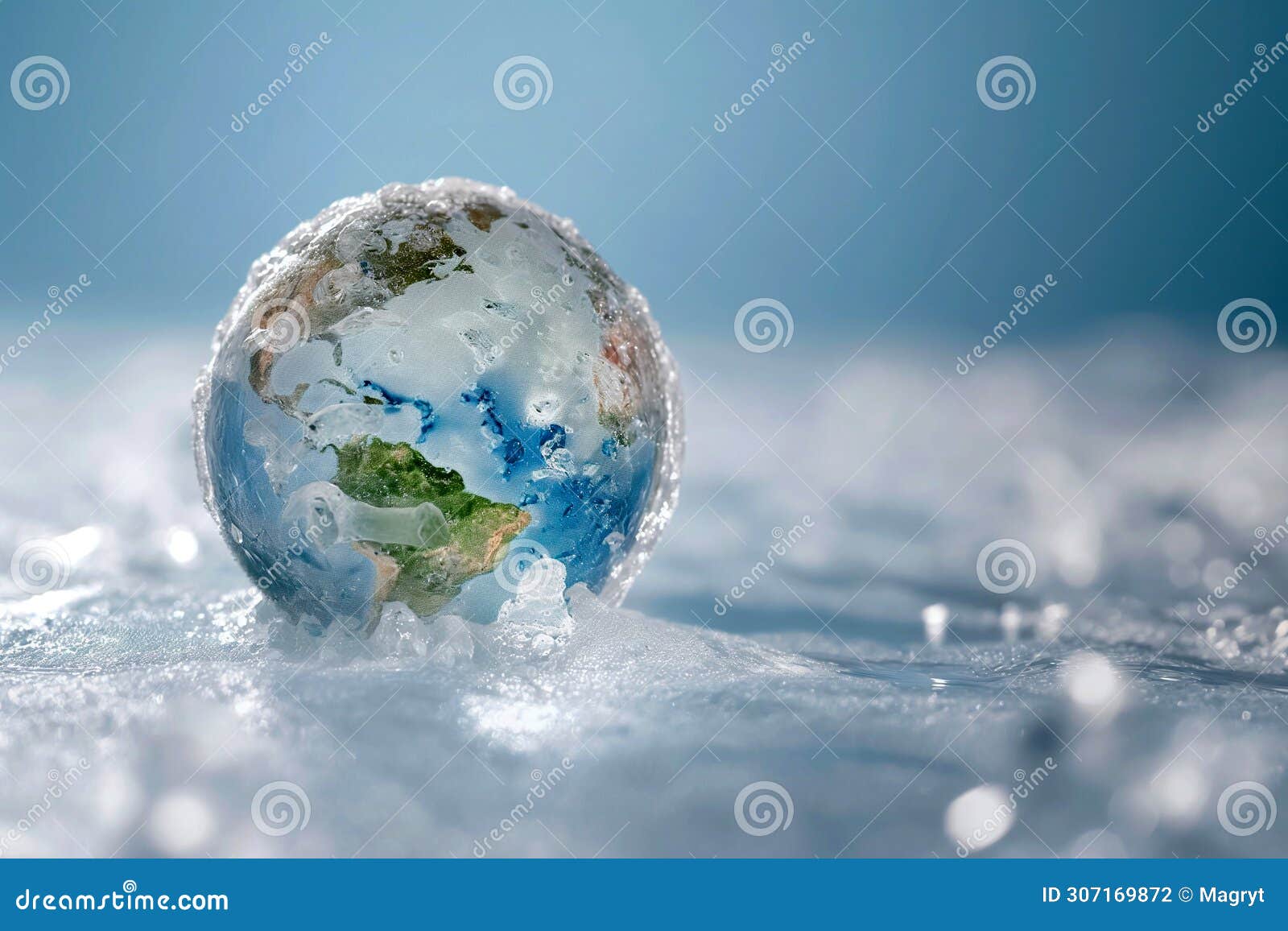 Frozen Earth Globe. Climate Change and Long Winter Concept, Planet ...