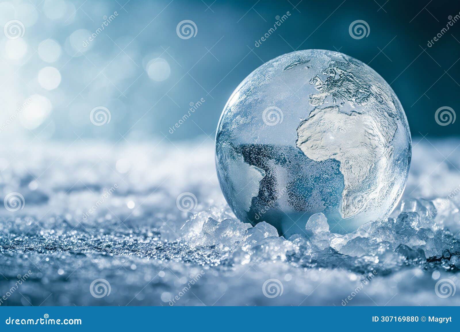 Frozen Earth Globe. Climate Change and Long Winter Concept, Planet ...