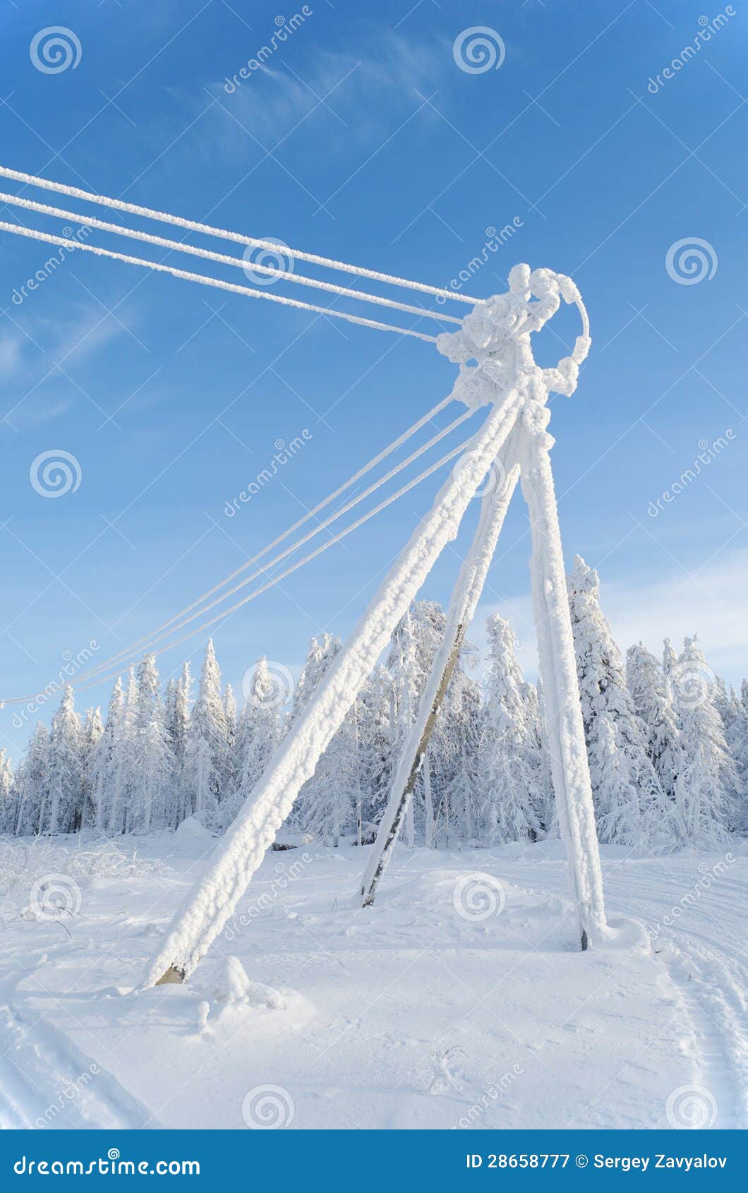 The frozen electric line stock image. Image of damage - 28658777