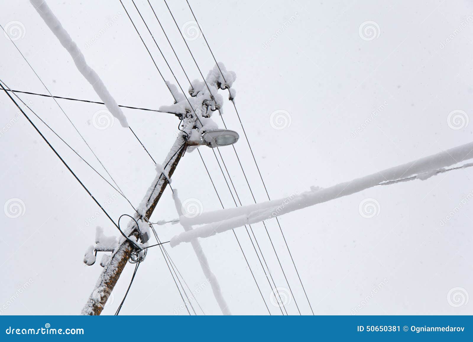 Frozen Electric Power Pole stock image. Image of industry - 50650381