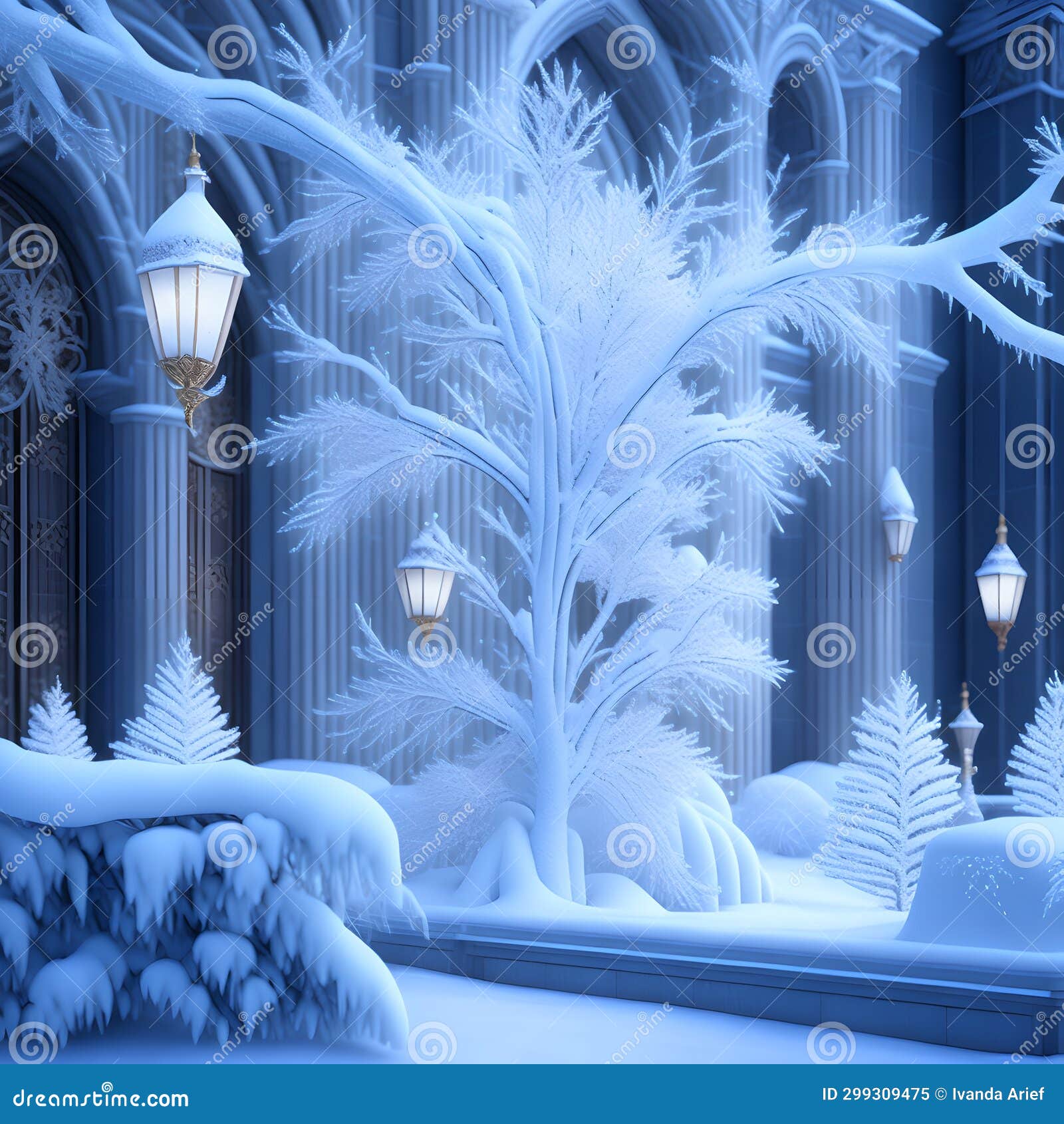 Frozen Elegance Tree Christmas Wallpaper Stock Image - Image of nature ...