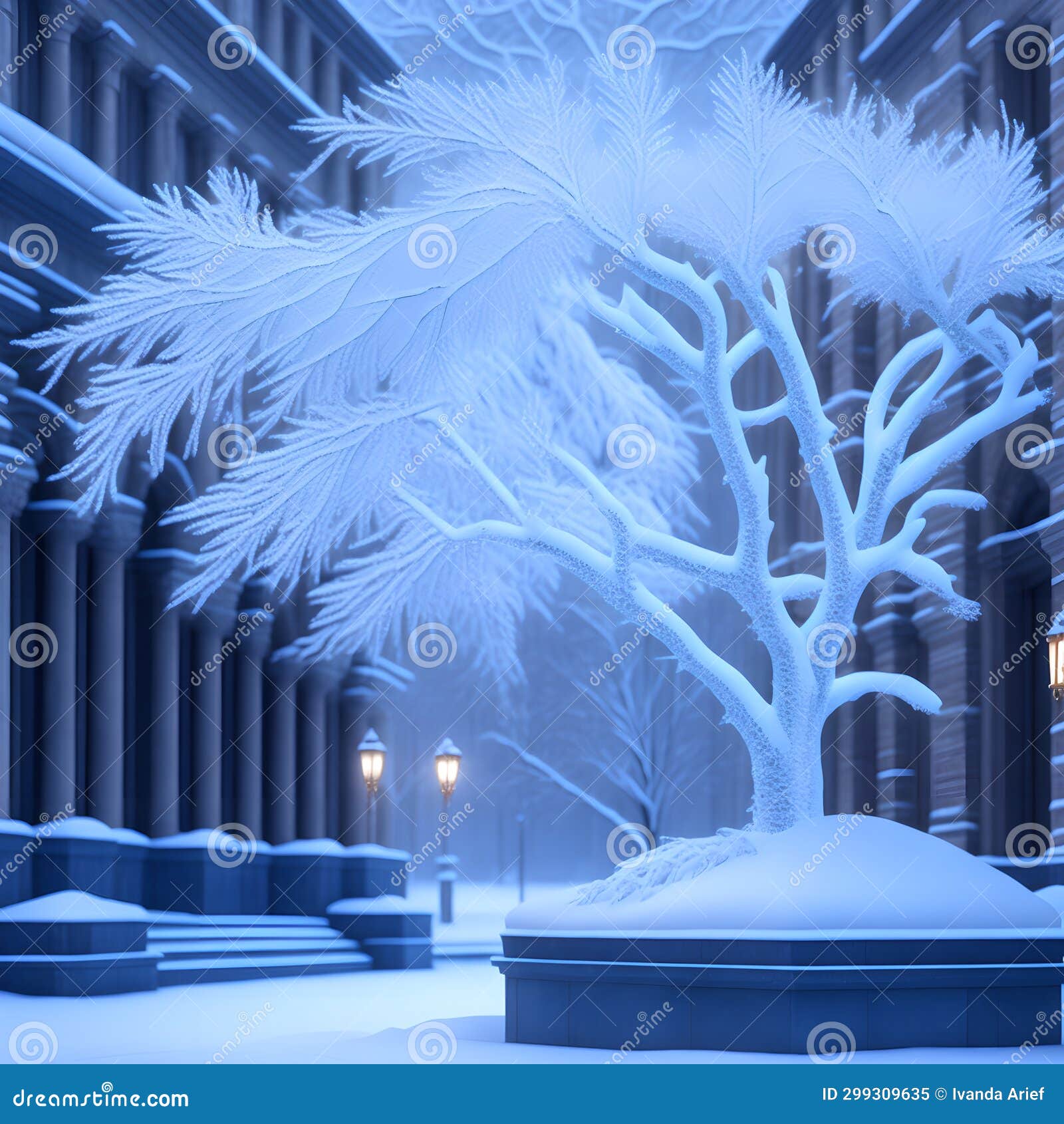 Frozen Elegance Tree Christmas Wallpaper Stock Image - Image of ...