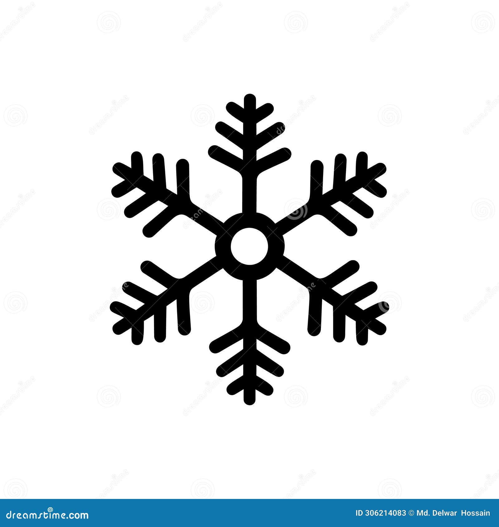 Frozen fern snowflake icon stock vector. Illustration of sign - 306214083