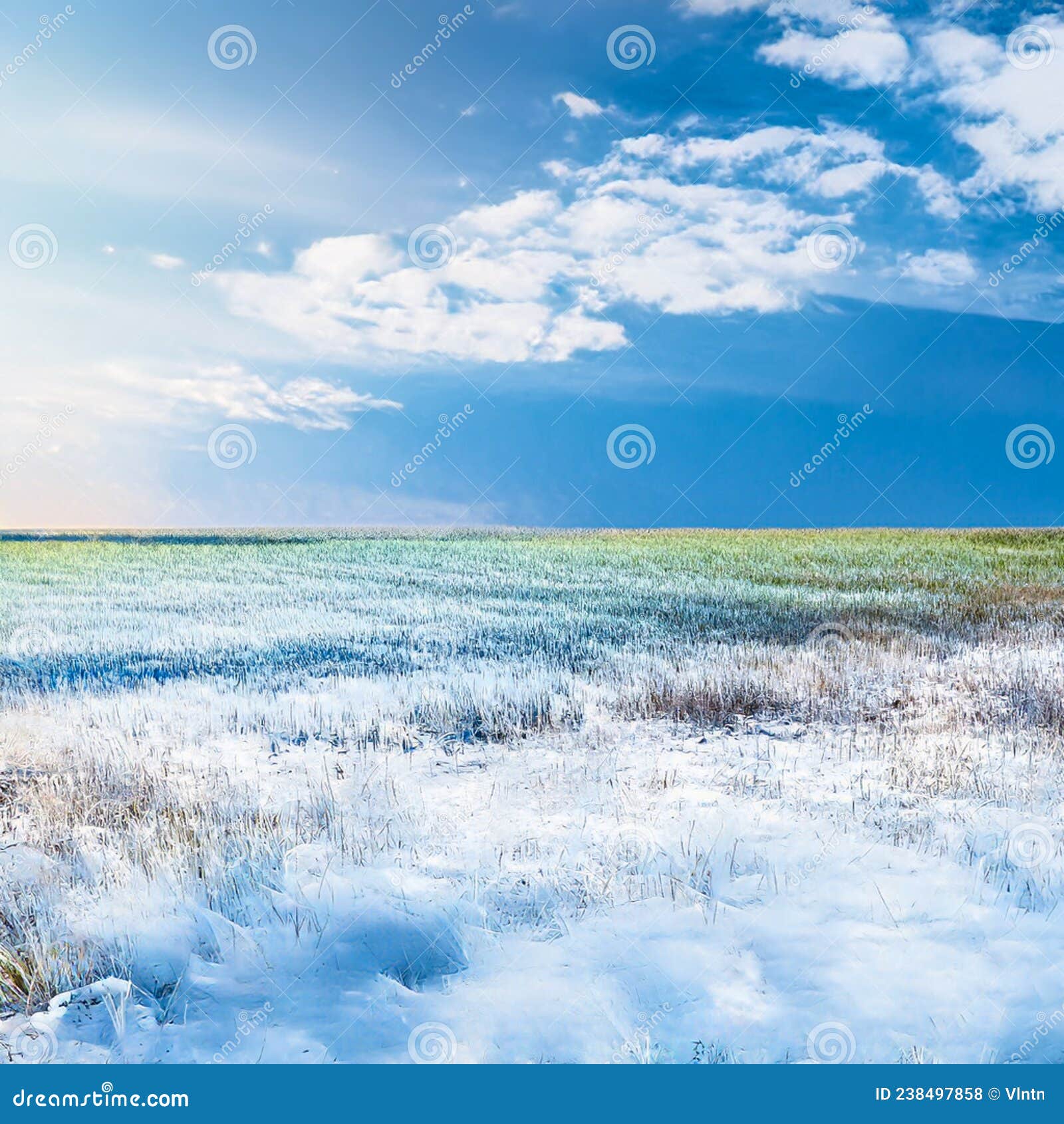 Frozen Fields, Winter Landscape Stock Photo - Image of sunset, texture ...