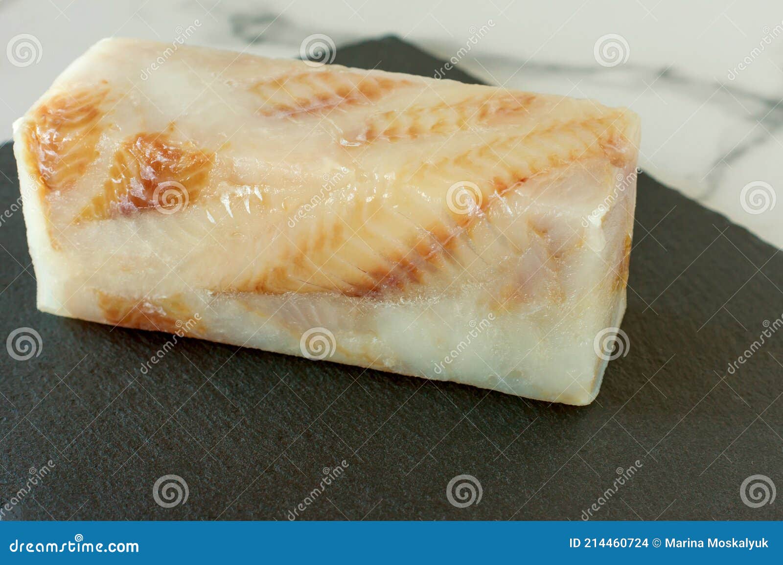 Frozen Fillet of Fish Pangasius on Stone Board Ready for Cooking Stock ...