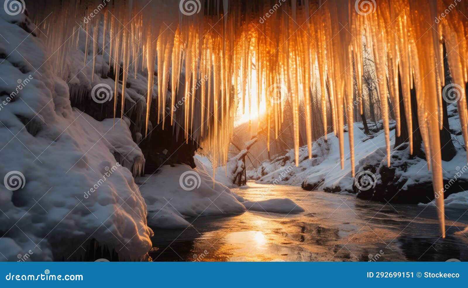 Frozen Fire: Mesmerizing Icicles in Forests K2 Stock Illustration ...