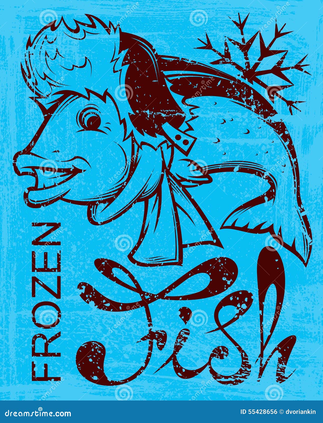 Frozen fish stock vector. Illustration of happy, fish - 55428656