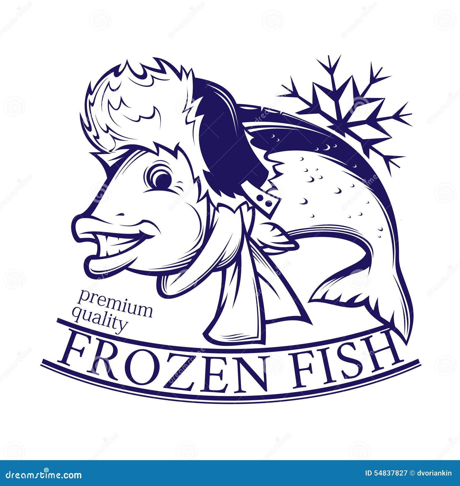 Frozen fish stock vector. Illustration of happy, blue - 54837827