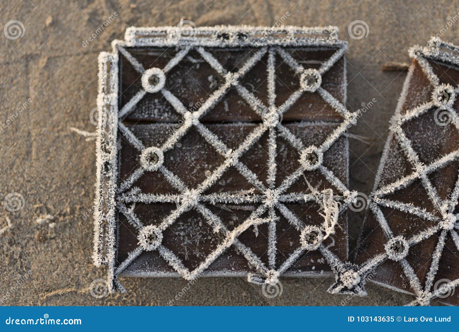 Frozen Construction Material in the Sand Stock Image - Image of wood ...