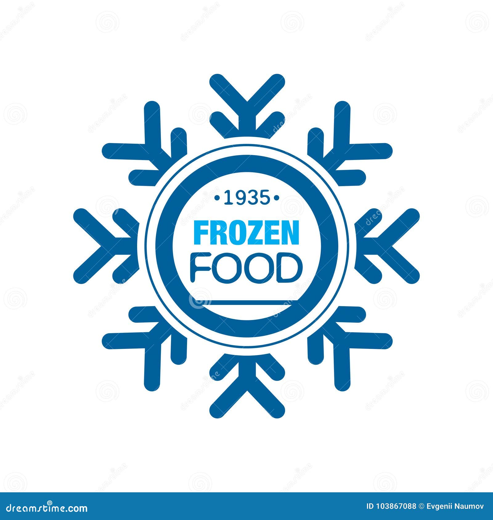 Frozen Food since 1935, Abstract Label for Freezing with Snowflake ...