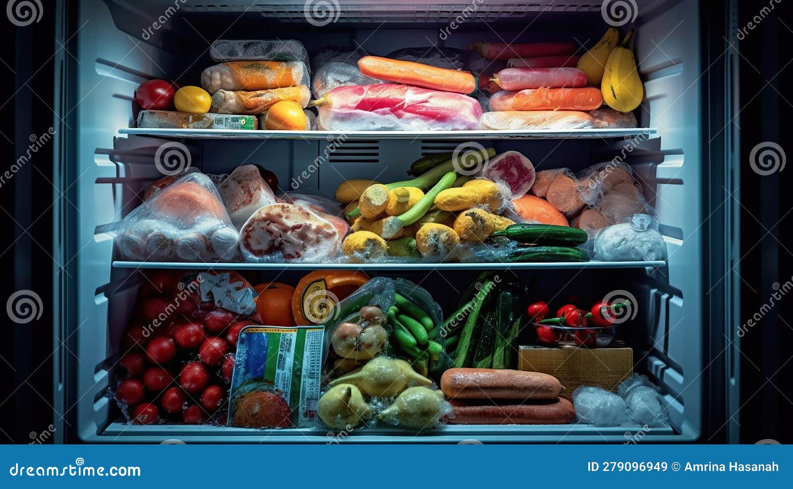 Frozen Food in the Freezer. Generative Ai Stock Illustration ...
